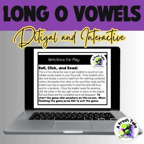 Digital Interactive Roll, Click, & Read |Phonics Game| Long O Advanced ...