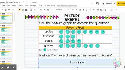 Picture Graphs Grade 2 Google Slides Digital Math Centers Second Grade