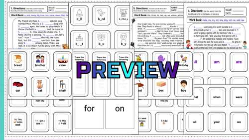 Dolch & Fry Sight Words Bundle Flashcards, Rebus, Stories, Coloring ...