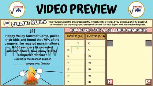 Percent Review SELF-CHECKING DIGITAL RIDDLE and MYSTERY PUZZLE by ...