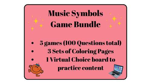 Music Symbol, Note Value Games-100 Q's-5 Games-Substitute Friendly ...