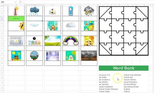Spanish Weather & Seasons Vocabulary Review St. Patrick's Day Digital ...