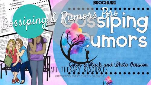 GOSSIPING & RUMORS Counseling Brochure for Kids - SEL School Counselor ...