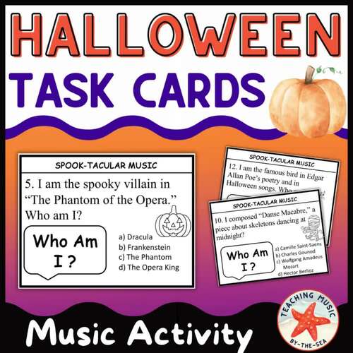 Halloween Spooky Music Task Cards Activity | Fall Halloween Music Lesson