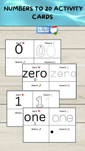 Numbers and Number Names 1–20 Activity Cards, Say It Trace It Write It ...