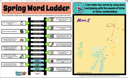 Spring Spelling and Vocabulary Word Ladder Pixel Art - 3 Levels with ...