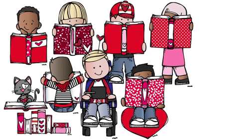 Valentine's Day Reading clip art, Books clip art COMBO PACK | TPT