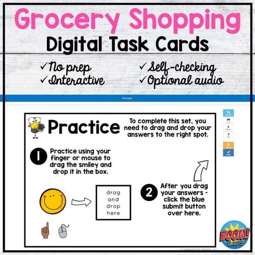 Grocery Shopping Boom Cards - Life Skills Special Education Activities