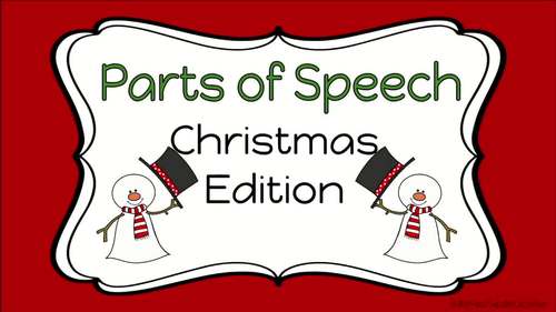 Christmas Parts of Speech Nouns Verbs and Adjectives | TPT