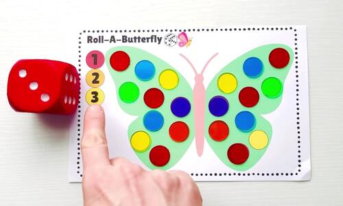 Kindergarten Spring Counting Math Game – Roll-a-Butterfly | TPT