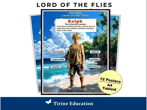 Lord of the Flies English Literature 12 Poster Set, Character Analysis ...