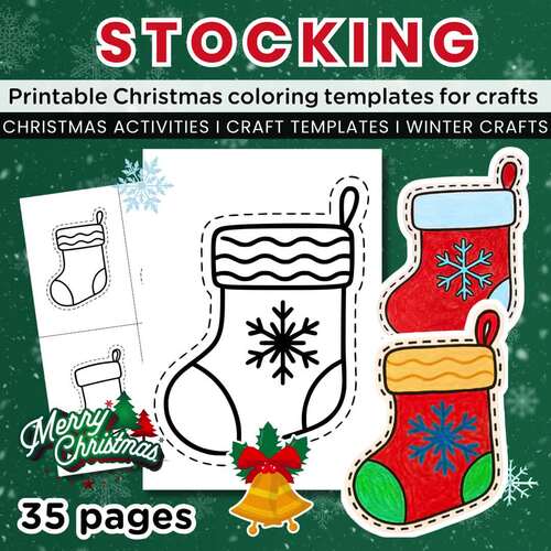 Christmas Stocking Coloring Templates for Crafts, Decorations ...