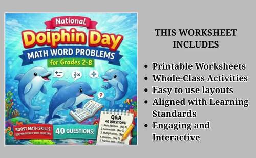 Ocean Theme Math Word Problems | National Dolphin Day Activities Grades 2–8