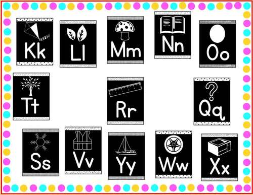 Printable Black and White Alphabet Posters, Alphabet Posters Wall Display
