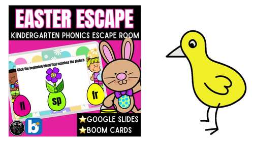 Easter Digital Escape Room Game Kindergarten Reading Phonics ELA Review