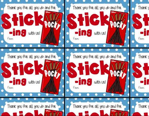 Pocky Chocolate Sticks Teacher/ Staff Appreciation Treat Tag | TPT