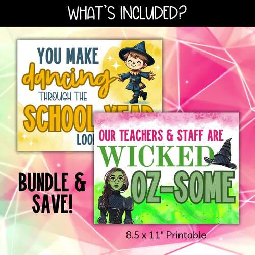 Wicked Teacher Staff Appreciation Week Theme Poster Sign Bundle, Wizard ...