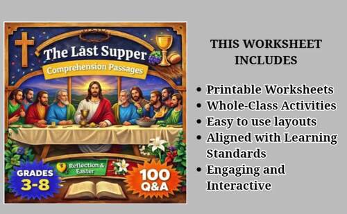 The Last Supper Comprehension Passages | Grades 3–8 | Christian ...