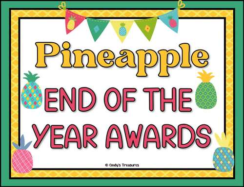 Colorful Pineapple End of the Year Awards by Cindy's Treasures | TPT