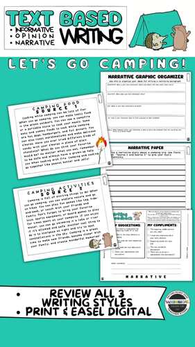 Text Based Writing / End of the Year / Summer Writing / Let's Go Camping