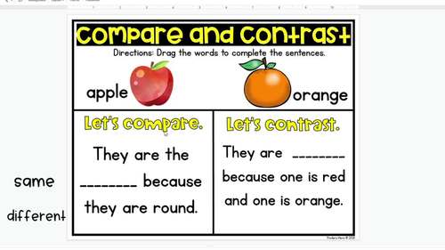 Compare and Contrast Venn Diagram Comprehension Skills for Google Slides