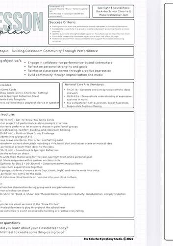 Spotlight & Soundcheck: Theatre Kickoff Kit-Games, Goals, and Group Fun