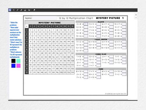 3rd Grade Winter Multiplication Chart Mystery Pictures - No Prep Math