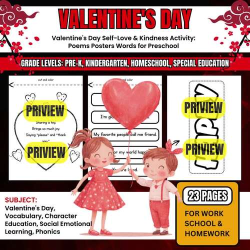 Valentine's Day Self-Love & Kindness Activity: Poems Posters Words for ...
