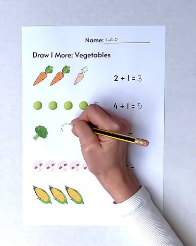 Draw One More Vegetables Math Special Education Number Sense Worksheets