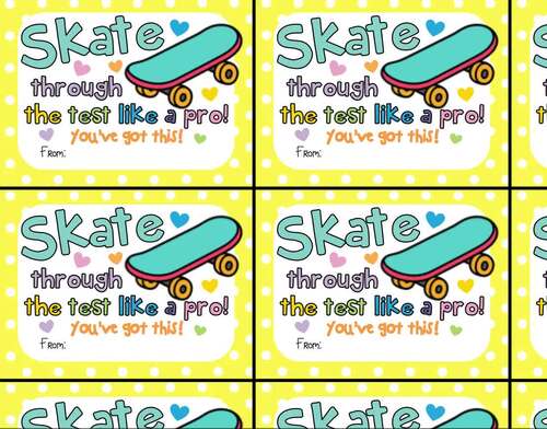 Skateboard (Fidget Toy) Testing Motivation Gift Tag- Skate through the ...