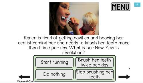 New Year's Resolution Inferencing Speech Boom Cards™ by Aimee Walton