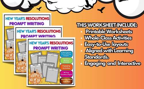 New Year's Resolution Writing Prompt Activities Morning Work 4th,5th ...
