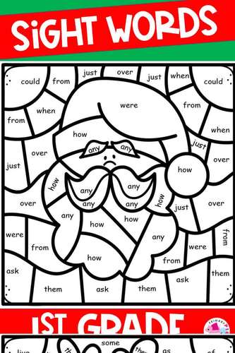 Christmas Color by Sight Words First Grade by Primary Piglets | TpT