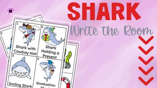 Shark Write the Room Activity by GinasPrintableShop | TPT