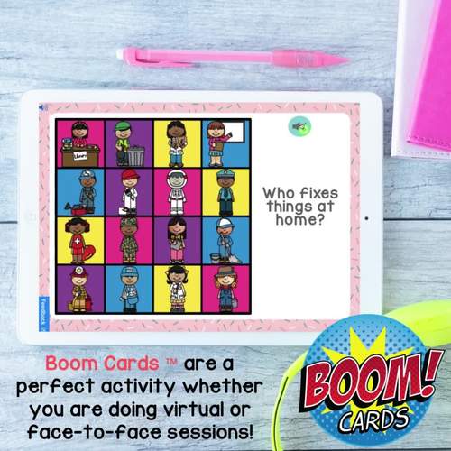 NO PRINT Answering WHO Questions Spring Puzzle Reveal Boom Cards™