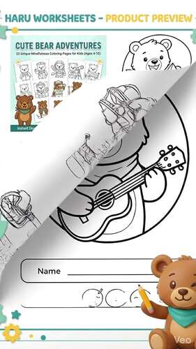 Cute Bear Adventures: 22 Mindfulness Coloring Pages for Kids (Ages 4-10 ...