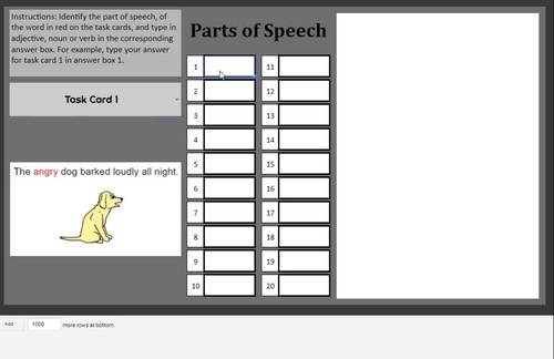 Digital Pixel Art NO PREP Task Cards Chibi Parts of Speech Google Sheets