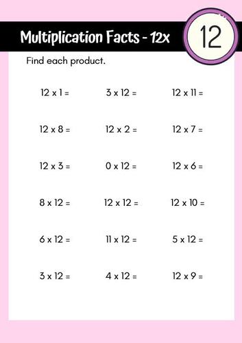 Multiplication Facts - Mastery 2-12/ Math Crossword and Tic-Tac-Toe ...
