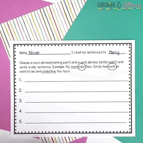 Silly Sentences Sentence Building Writing Morning Meeting Partner ...