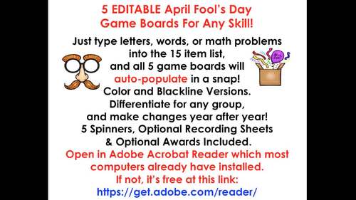 April Fool's Day Activities Sight Word Game Boards EDITABLE For Your ...