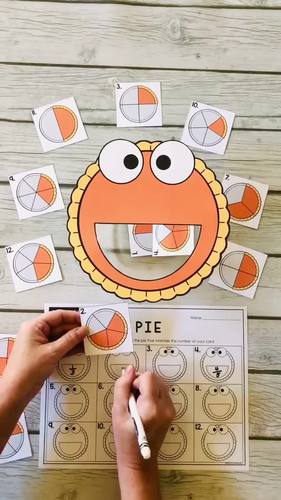 Feed the Pie Fractions - Fraction Activities Halves through Twelfths