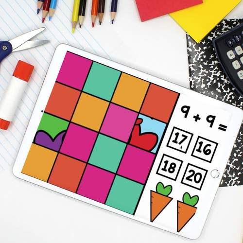 Adding Doubles Picture Reveal Boom Cards by Learning with Miss G