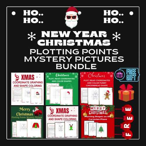 Christmas Math Graphing Coordinates and Coloring Shapes Bundle + Free Bonus