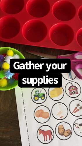 Muffin Tin Syllable Sort Farm Literacy Activity by My Preschool Place