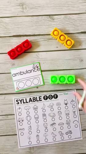 Syllable POP - Counting One, Two, and Three Syllable Words with Pop Its