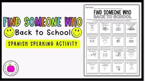 Find Someone Who in Spanish - Back to School Speaking Activity - Editable