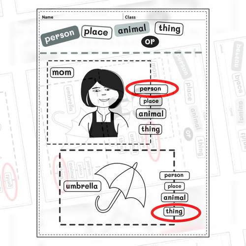 Person, Place, Animal, Thing Worksheet for Kindergarten, Big and Simple ...