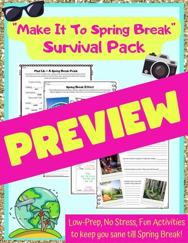 Spring Break Packet - Printable Reading & Writing Activities - 3rd 4th 5th