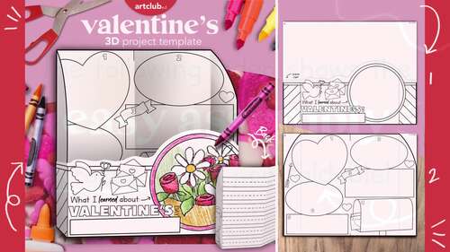 Valentine’s Day Project Template 3D Research Activities 2nd 3rd 4th 5th ...