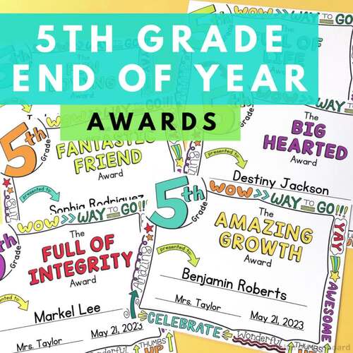 Class Superlative Student Awards Editable 5th Grade End of Year Auto ...